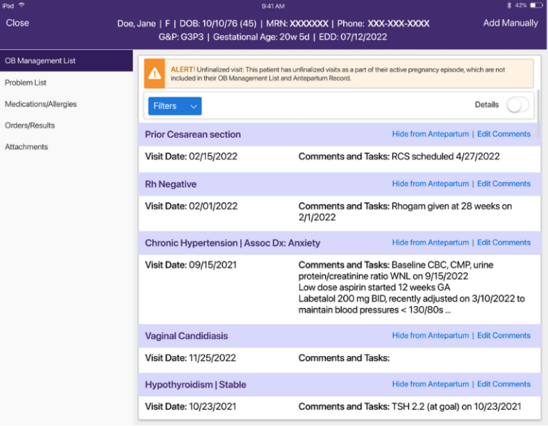 Streamline Pregnancy Care with the OB Management List